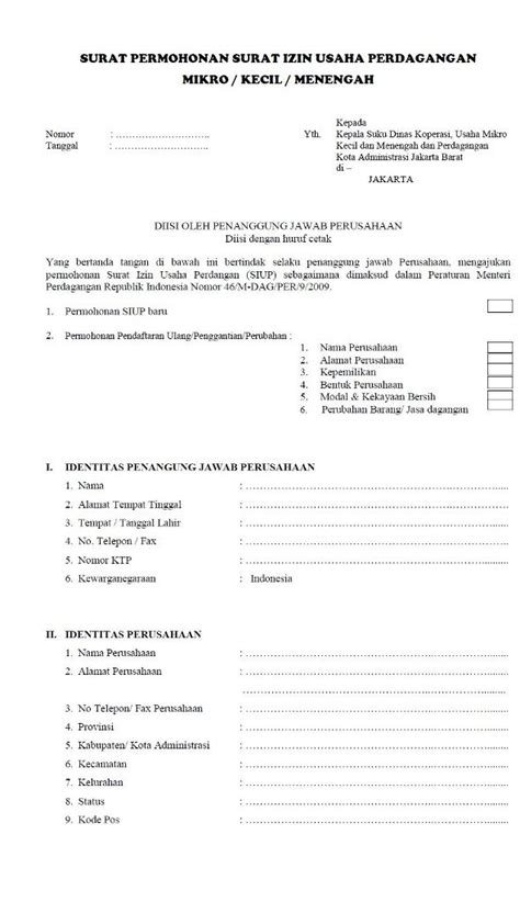 Detail Contoh Formulir Surat Izin Usaha Koleksi Nomer
