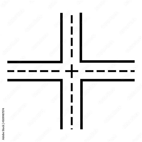 Intersection Icon Vector Illustration Flat Design Style Vector Intersection Icon Illustration