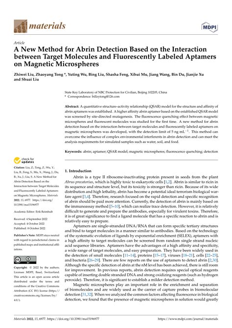 Pdf A New Method For Abrin Detection Based On The Interaction Between