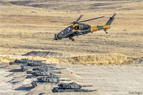 Turkish Land Forces T 129b Atak Helicopter Leopard 2a4 And M60tm