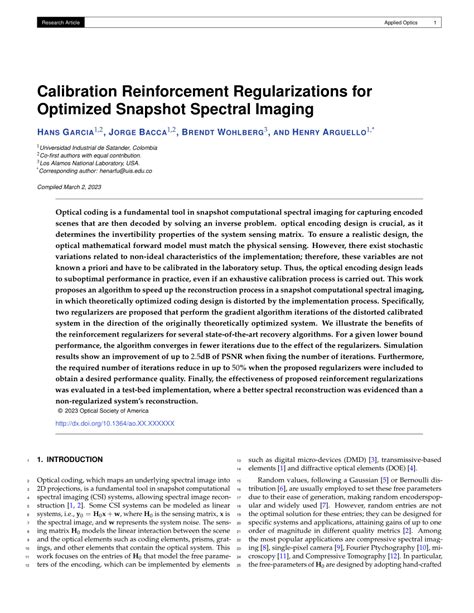 Pdf Calibration Reinforcement Regularizations For Optimized Snapshot Spectral Imaging