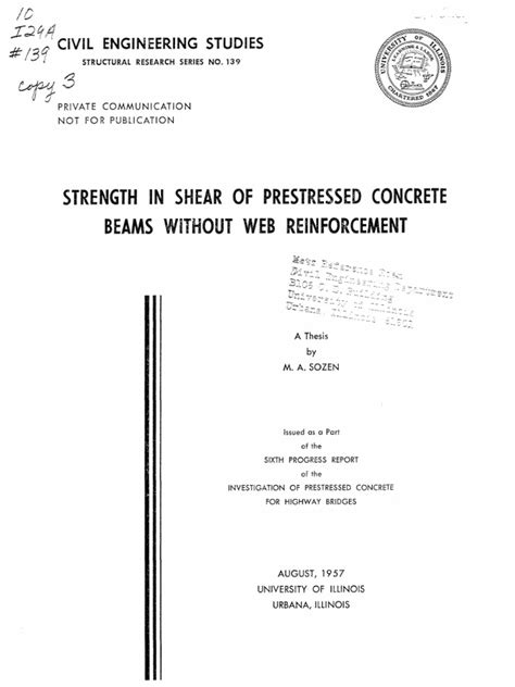 Sozen 1957 Thesis Strength In Shear Of Prestressed Concrete Beams Without Web