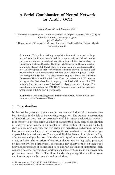 Solution A Serial Combination Of Neural Network For Arabic Ocr Studypool