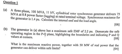 Solved A A Three Phase 100mva 11kv Cylindrical Rotor