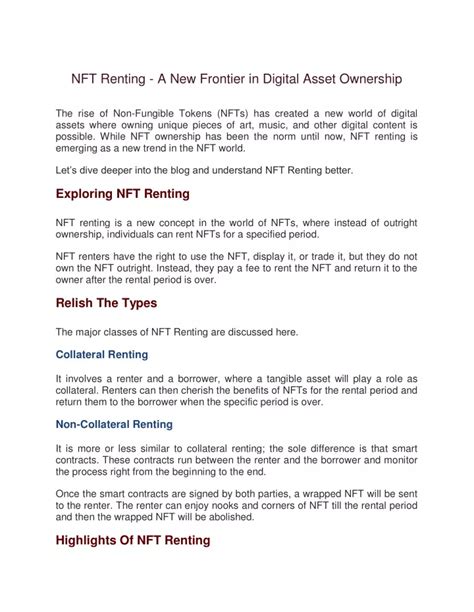 PPT NFT Renting PowerPoint Presentation Free Download ID 11937274