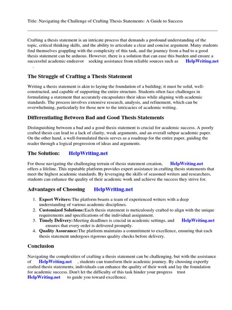Bad And Good Thesis Statements Download Free Pdf Essays Thesis