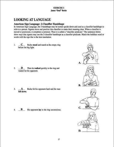 Asl Classifiers Worksheet Kindergarten Printable Sheet