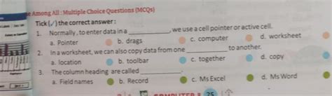 Among All Multiple Choice Questions Mcqs Tick The Correct Answer