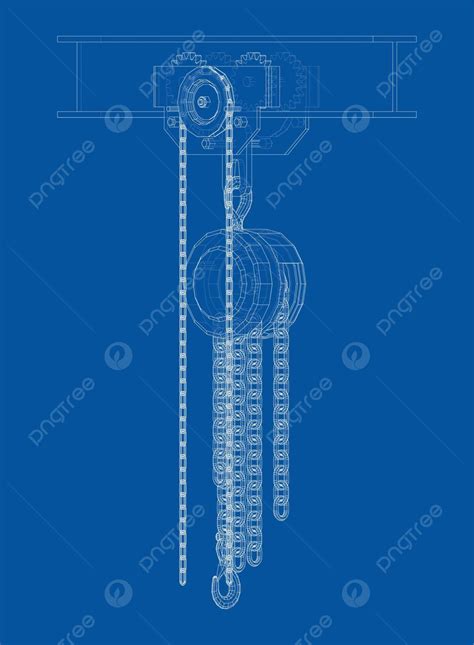 A Hoist On The Beam Vector Isometric Blueprint Wire Frame Vector