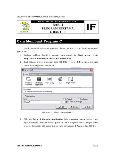 Pdf Ca Ra Membuat Program C · Diktat Pemrograman I Hal 4 6 Langkah