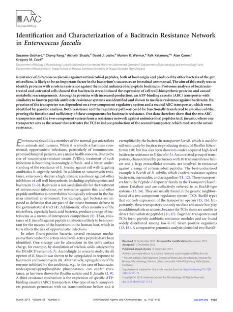 Pdf Identification And Characterization Of A Bacitracin Resistance Network In Enterococcus