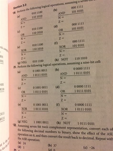 solved perform the following logical operations assuming a