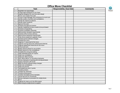 Relocation Checklist Excel Sample Excel Templates