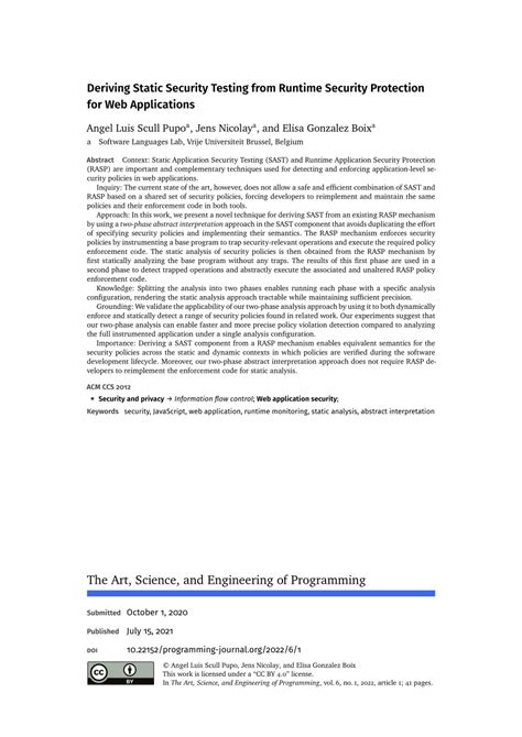 download pdf deriving static security testing from runtime security