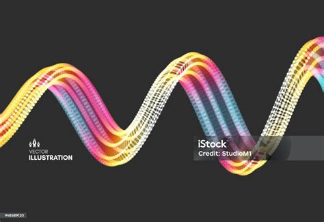 물결 모양 배경 모션 효과 함께입니다 3d 기술 스타일입니다 벡터 일러스트입니다 음파에 대한 스톡 벡터 아트 및 기타 이미지 음파 분석 보기 추상적인 Istock