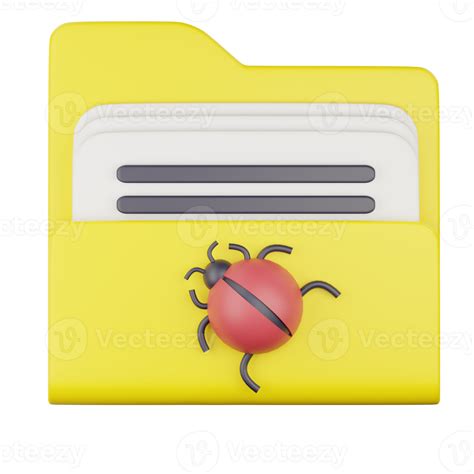 D Folder With Bug Icon PNG