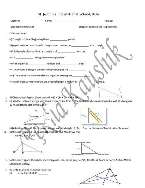 Class 7 Triangles Worksheet Docx