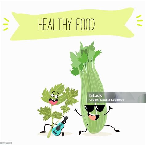 녹색 잎 줄기 파슬리 장식용 녹지 향신료 재미있고 건강한 음식이 있는 재미있는 캐릭터 셀러리가 있는 삽화 비타민 샐러드 귀여운 얼굴 음식 재료 채식주의자 벡터 만화 농업