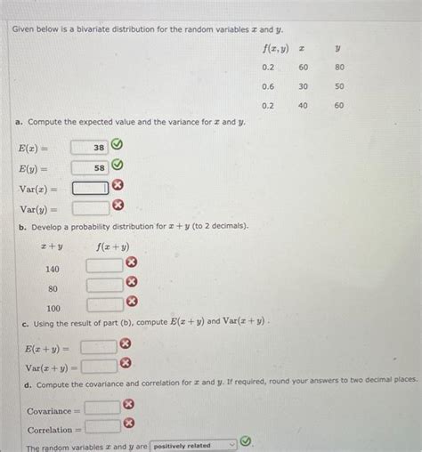 Solved Given Below Is A Bivariate Distribution For The