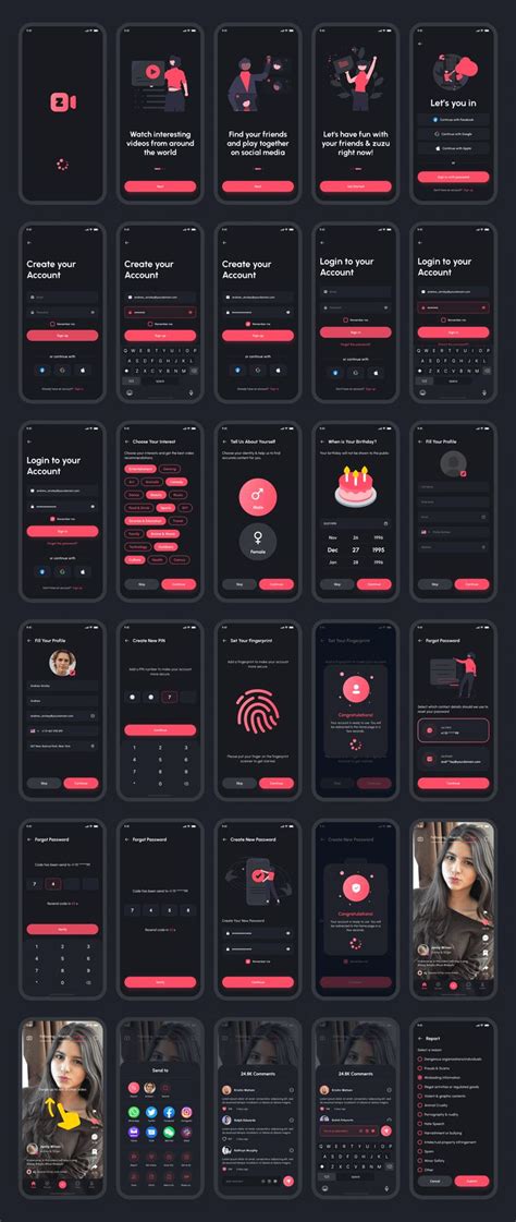 Zuzu Short Video And Social Media App Ui Kit — Figma Resources On Ui8 App Interface Design Ux