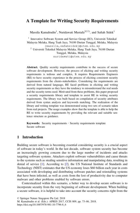 Security Requirements Document Template