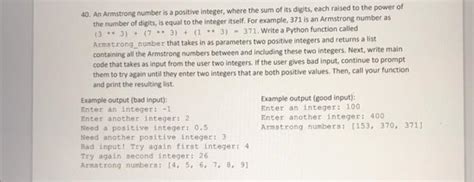 solved 40 an armstrong number is a positive integer where