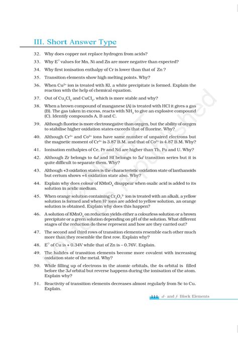 The D And F Block Elements Class NCERT Solutions CBSE Biswajit Das ALL ABOUT CHEMISTRY