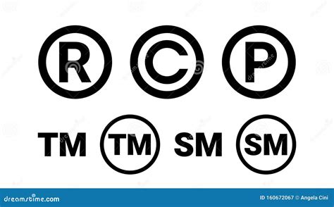 Registered Trademark Copyright Patent And Service Mark Icon Set Stock