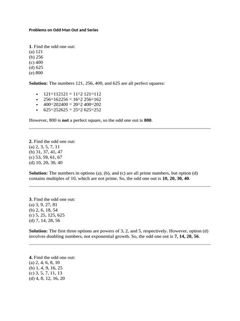 Problems On Odd Man Out And Series Pdf Discrete Mathematics Number Theory