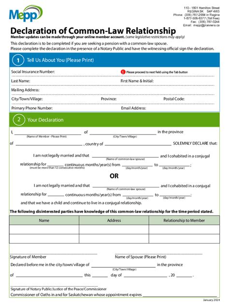 Fillable Online Declaration Of Common Law Relationship Form Fax Email Print Pdffiller