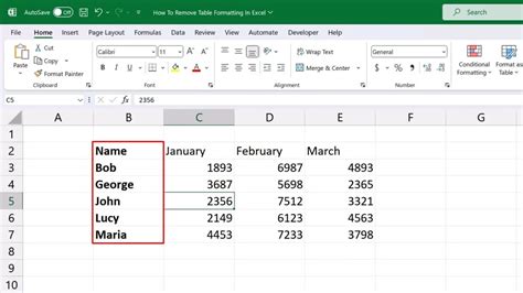 how to remove table formatting in excel