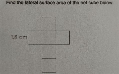 solved find the lateral surface area of the net cube below
