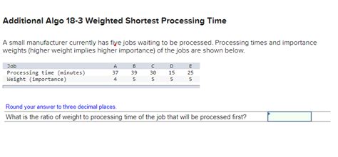 Solved Additional Algo 18 3 Weighted Shortest Processing