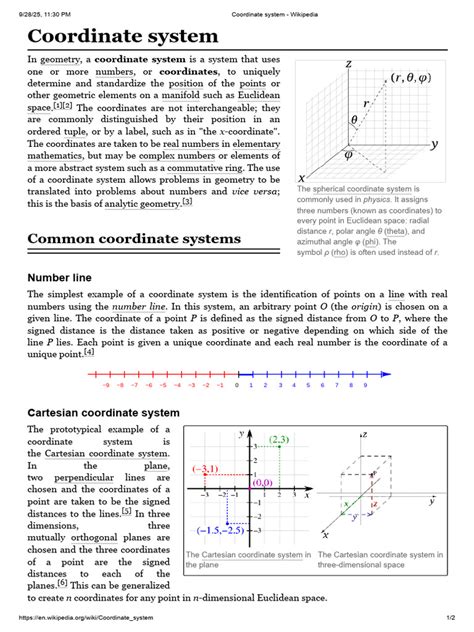 Coordinate Systems Overview Pdf Coordinate System Cartesian