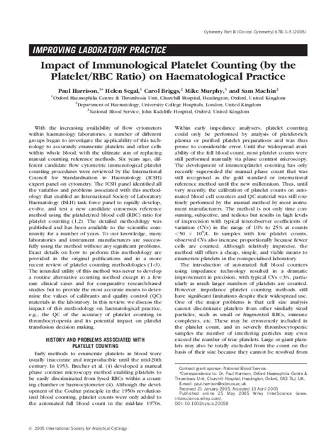 Pdf Impact Of Immunological Platelet Counting By The Plateletrbc Pdf Impact Of Immunological Platelet Counting By The Plateletrbc