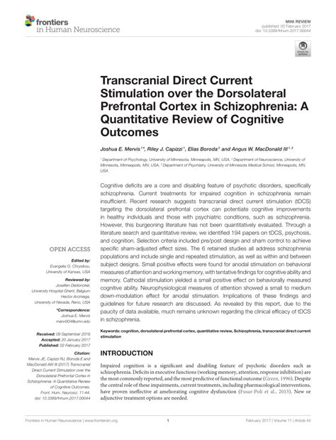 Pdf Transcranial Direct Current Stimulation Over The Dorsolateral
