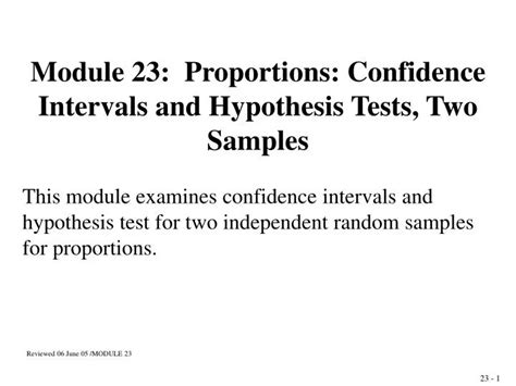 PPT Module Proportions Confidence Intervals And Hypothesis Tests Two Samples PowerPoint