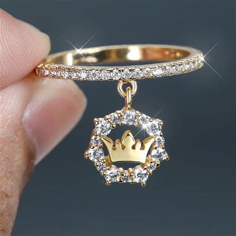 Кольцо с подвеской короной Bamos | AliExpress