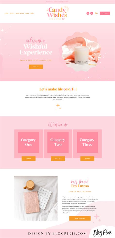 Pink Squarespace Template Squarespace Website Template Squarespace Website Design