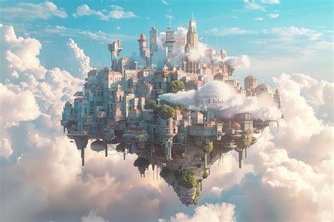 Premium Photo Floating City In The Sky With Residents From A Spe