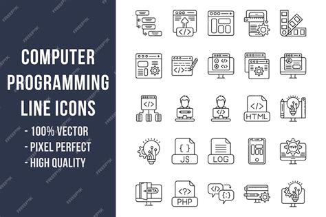 Premium Vector Computer Programming Line Icons