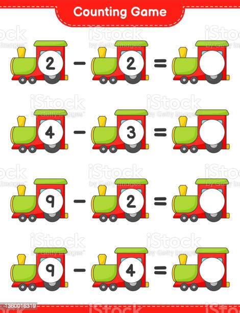 계산 및 일치 기차의 수를 계산하고 올바른 숫자와 일치합니다 교육 어린이 게임 인쇄 워크 시트 벡터 일러스트레이션 0명에 대한 스톡 벡터 아트 및 기타 이미지 Istock