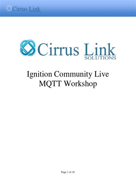 Ignition Community Live Mqtt Workshop Cirrus Link Pdf Computer