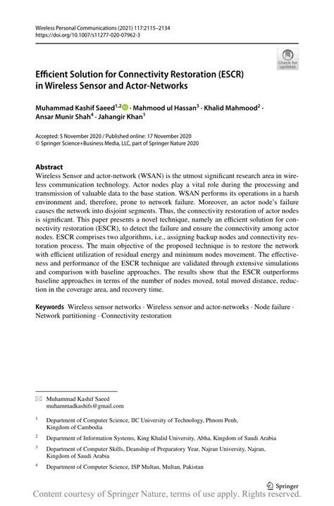 Efficient Solution For Connectivity Restoration Escr In Wireless Sensor And Actor Networks