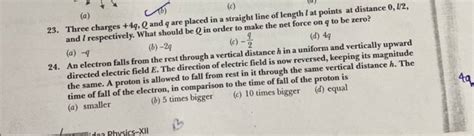 Three Charges 4qq And Q Are Placed In A Straight Line Of Length L At Po