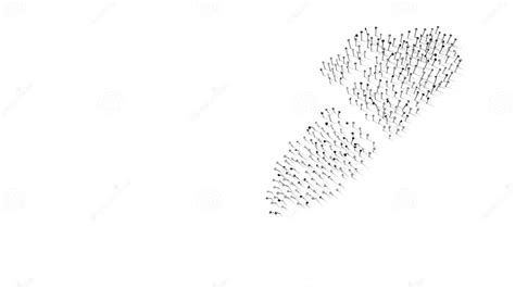 3d Rendering Of Nails In Shape Of Symbol Of Marker With Shadows Isolated On White Background