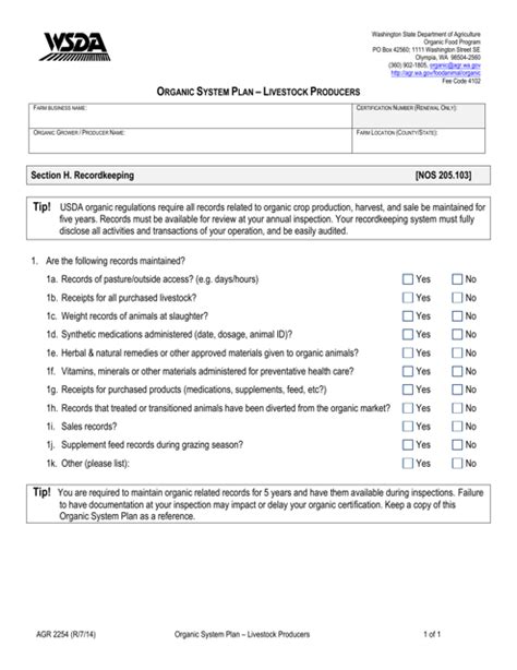 Form Agr2254 Section H Fill Out Sign Online And Download Printable Pdf Washington