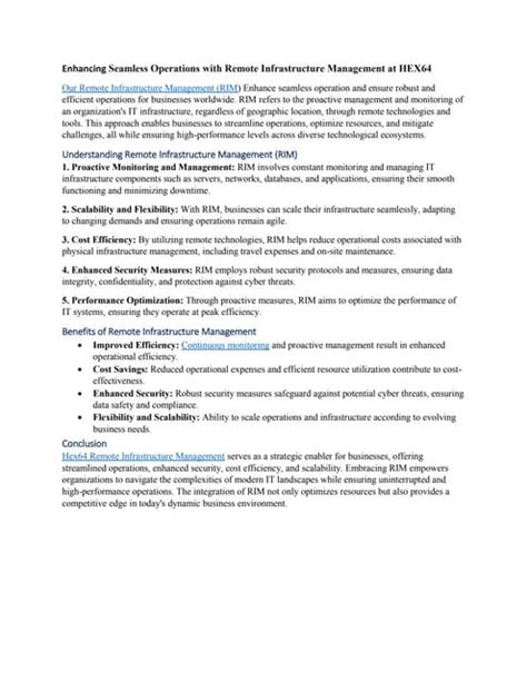 Efficient Remote Infrastructure Management Streamlining Operations And Boosting Productivity