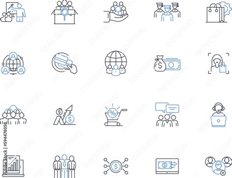 Financial Analytics Line Icons Collection Forecasting Budgeting Variance Optimization