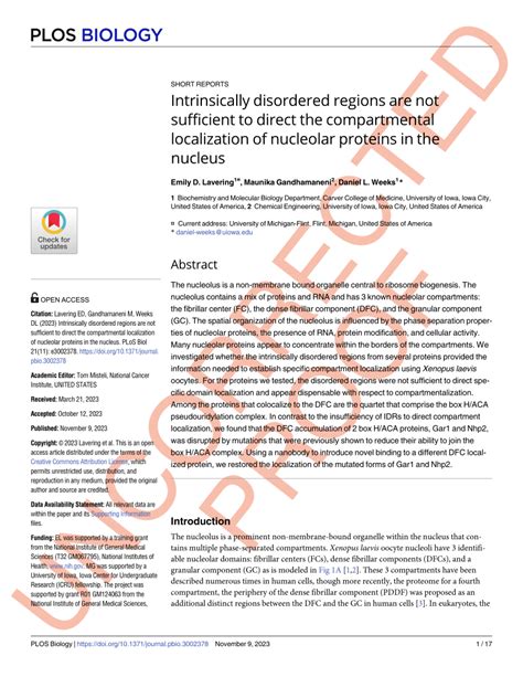 Pdf Intrinsically Disordered Regions Are Not Sufficient To Direct The